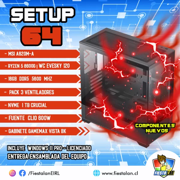 setup 64 – Ryzen 5 8600G/16gb/NVME 1TB/windows 11 pro – Fiestalan
